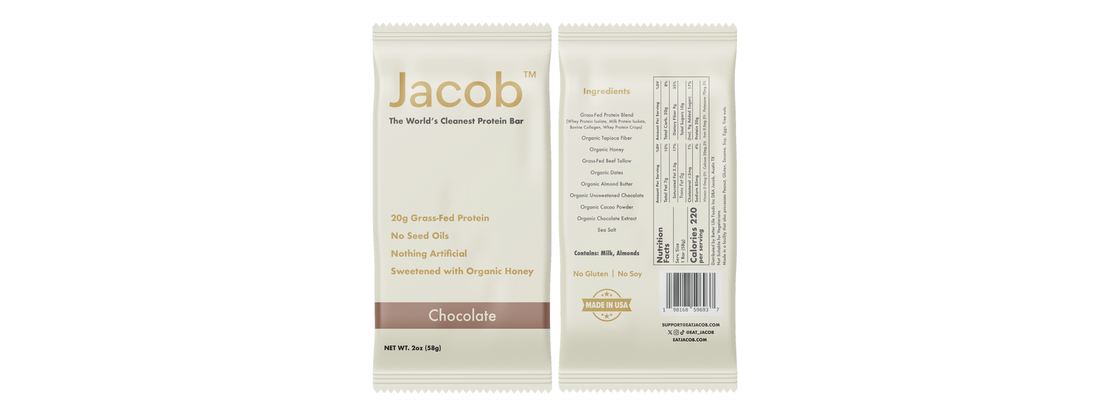 Jacob Bar – Real Ingredients and 20g of Protein – No Additives