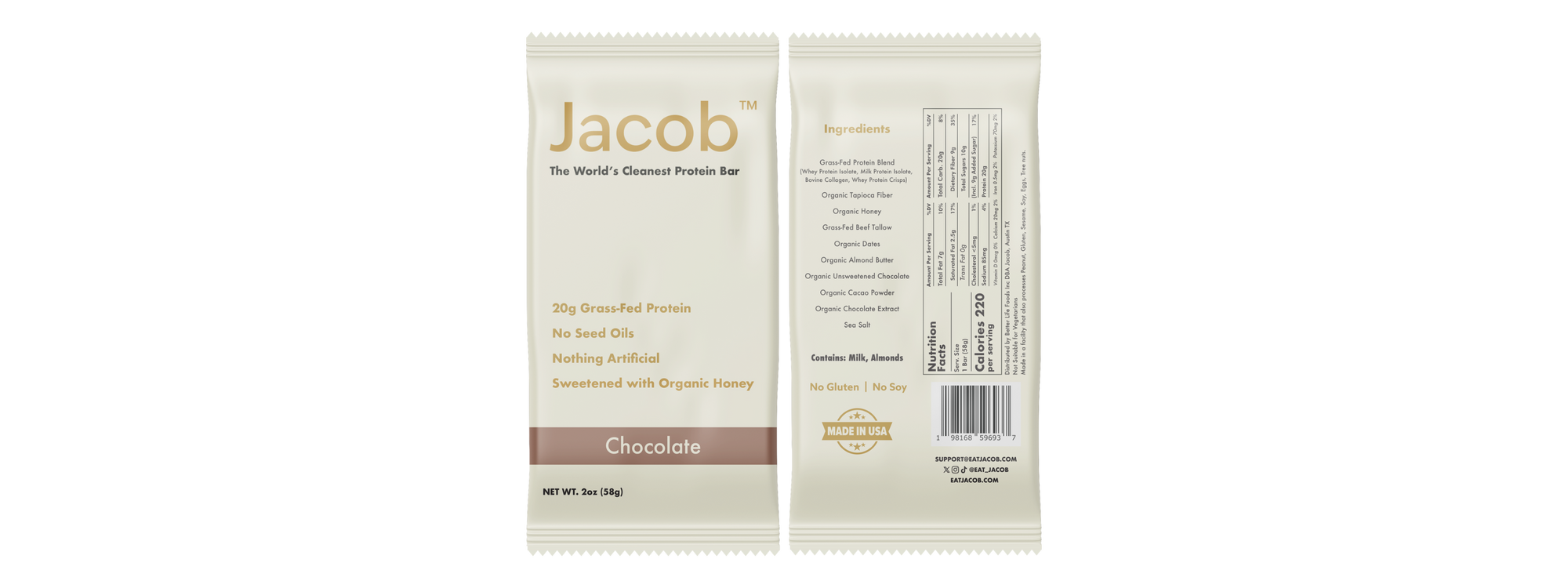 Jacob Bar – Real Ingredients and 20g of Protein – No Additives