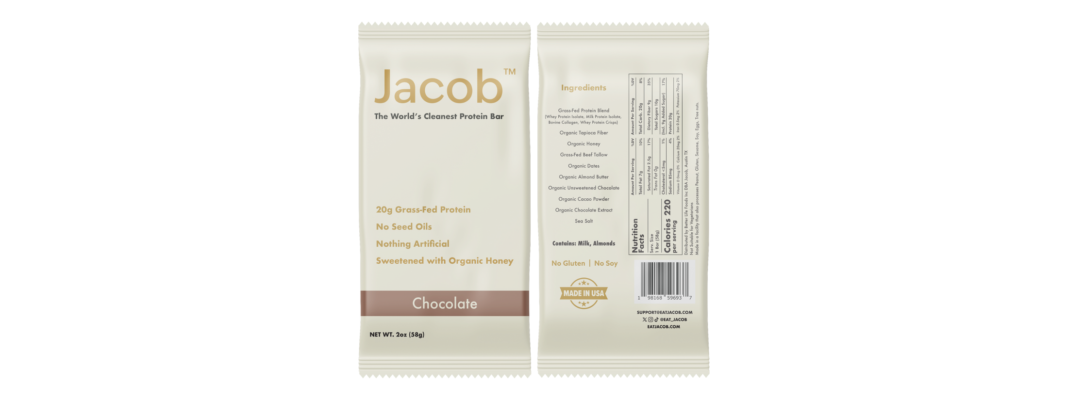 Jacob Bar – Real Ingredients and 20g of Protein – No Additives