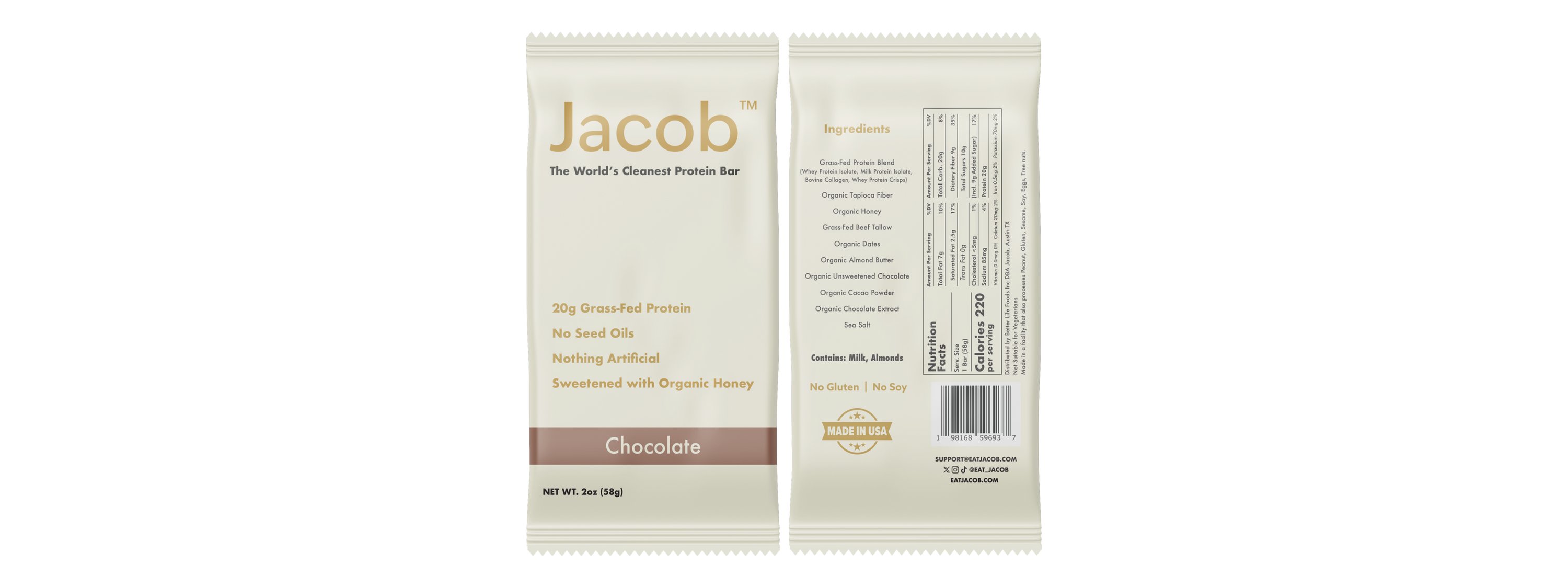 Jacob Bar – Real Ingredients and 20g of Protein – No Additives