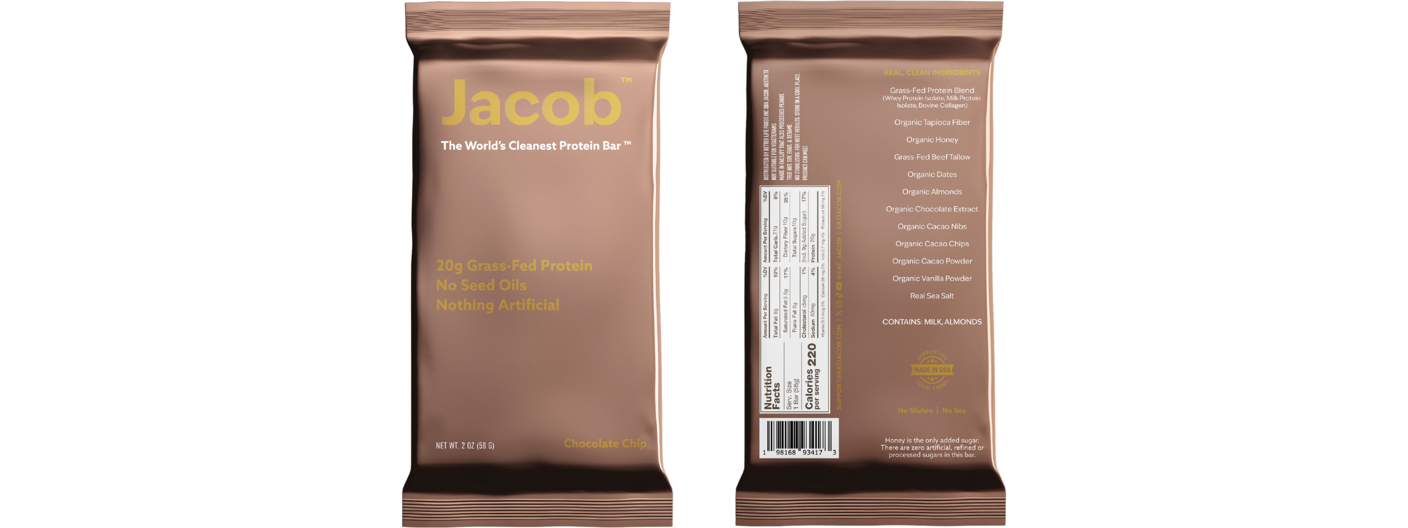 Jacob Bar – Real Ingredients and 20g of Protein – No Additives