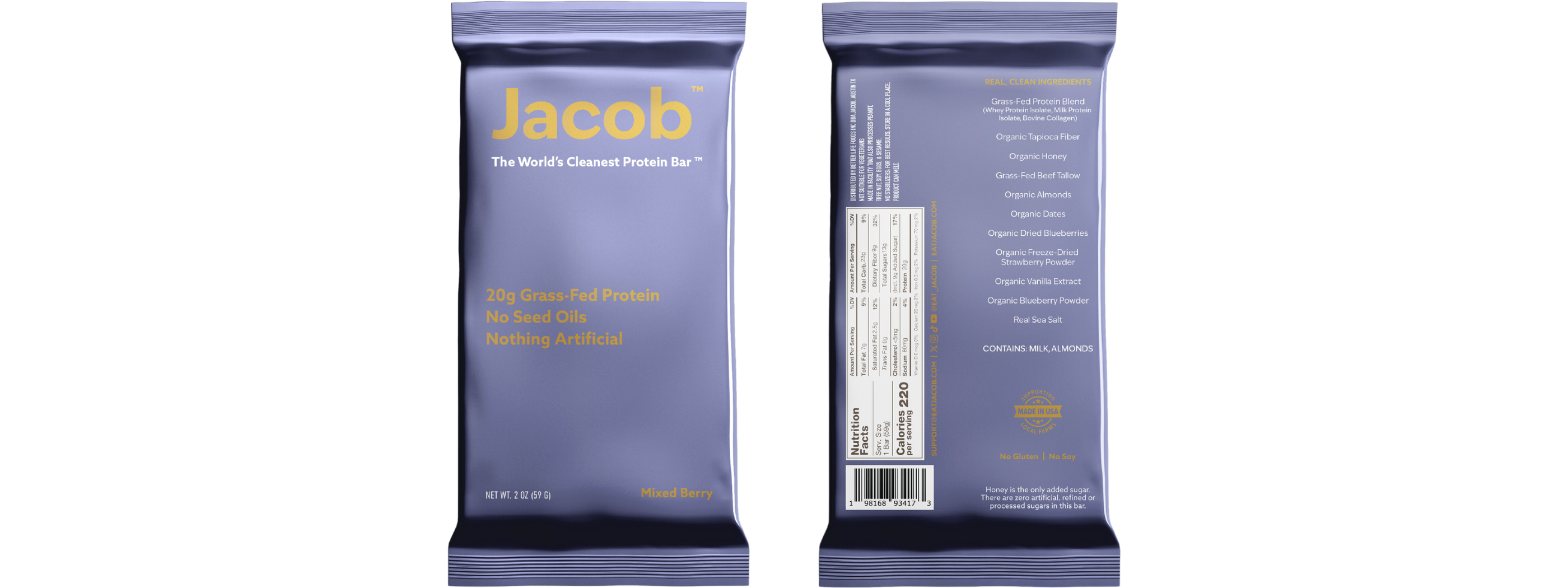 Jacob Bar – Real Ingredients and 20g of Protein – No Additives
